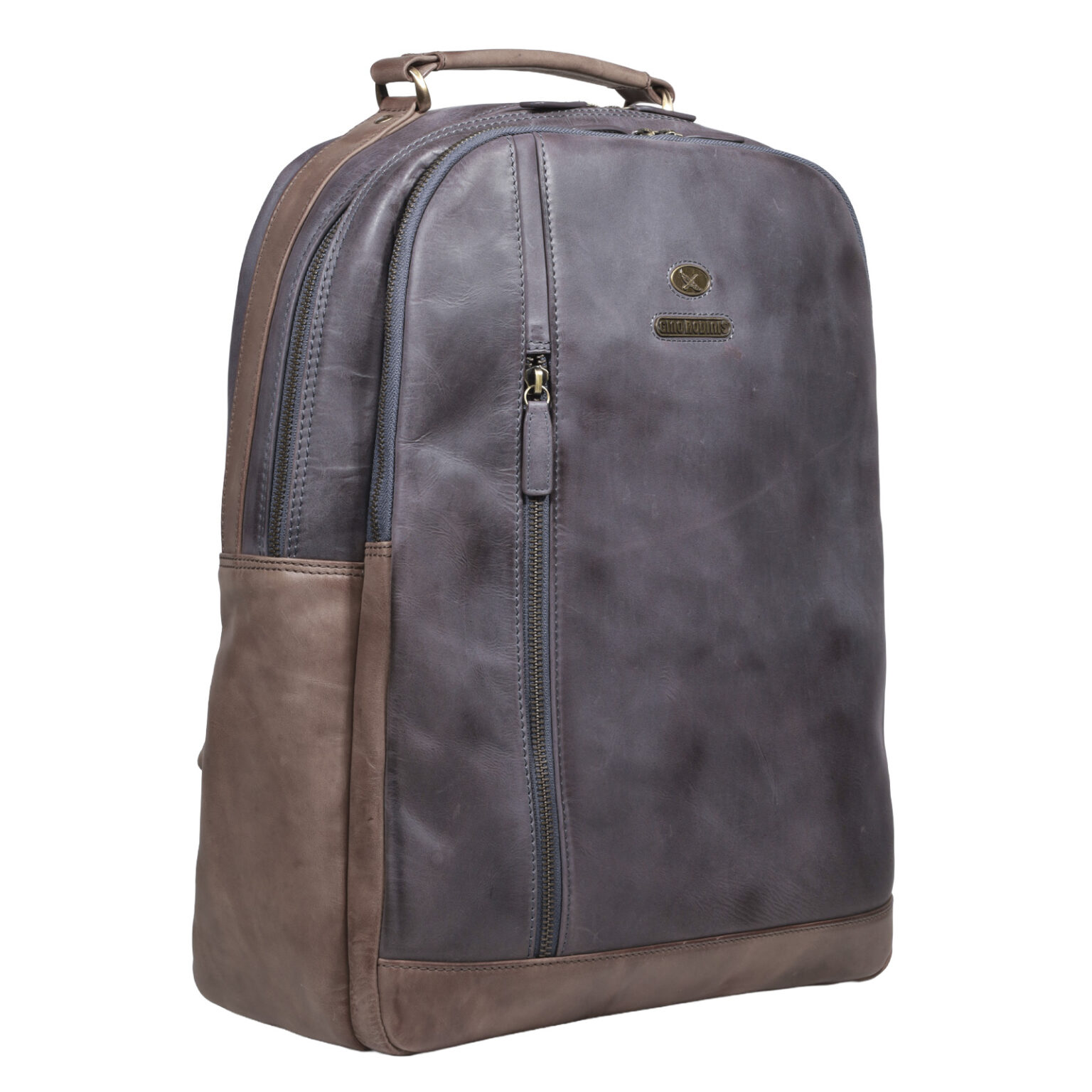 Mochila 2102 Azul/Café | 100% cuero | Gino Rodinis